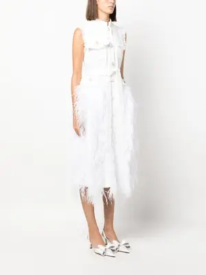 Huishan Zhang Feather-trim Tweed Dress