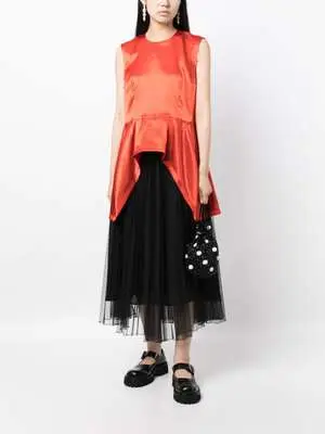 Comme Des Garçons Asymmetric-hem Satin Top
