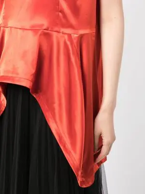 Comme Des Garçons Asymmetric-hem Satin Top