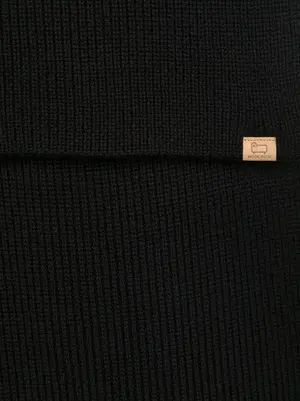 Woolrich Logo-patch Ribbed Scarf - Black