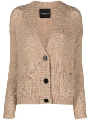 ROBERTO COLLINA V-neck Alpaca Wool-blend Cardigan - Neutrals