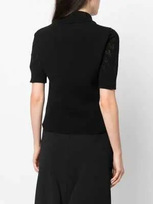 BARRIE Pointelle-knit Cashmere Polo Top