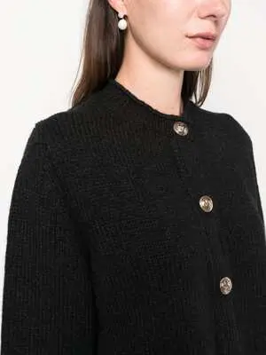 BARRIE Button-up Cashmere Cardigan - Black