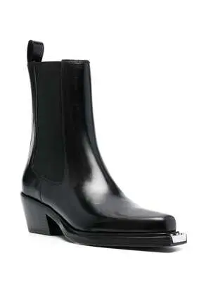 Sandro Stacked-heel Leather Ankle Boots