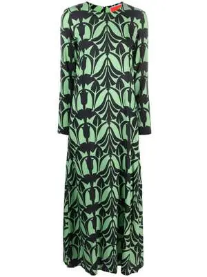 La DoubleJ Abstract-pattern Swing Maxi Dress