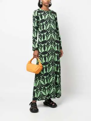 La DoubleJ Abstract-pattern Swing Maxi Dress