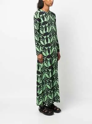 La DoubleJ Abstract-pattern Swing Maxi Dress