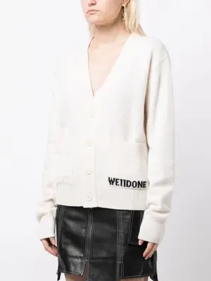 We11Done Logo-intarsia Wool Cardigan