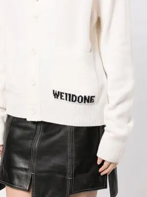 We11Done Logo-intarsia Wool Cardigan