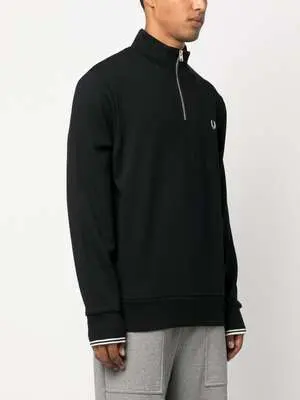 Fred Perry Logo-embroidered Zip-up Jumper - Black