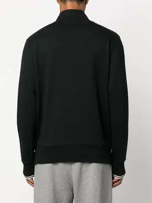 Fred Perry Logo-embroidered Zip-up Jumper - Black