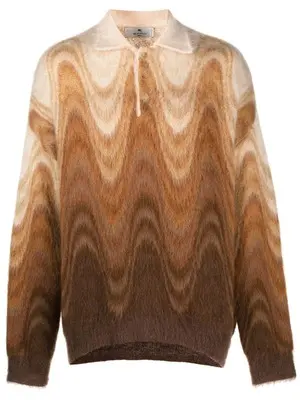 Etro Wave-pattern Polo-collar Jumper
