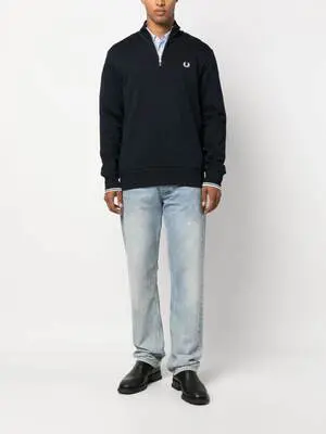 Fred Perry Logo-embroidered Zip-up Sweatshirt - Blue