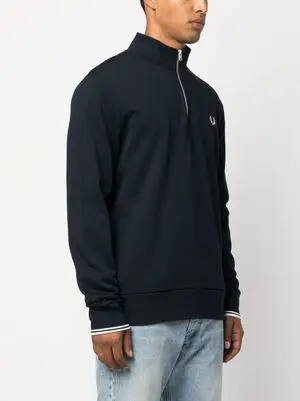 Fred Perry Logo-embroidered Zip-up Sweatshirt - Blue