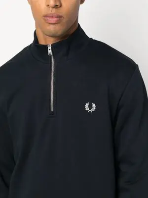 Fred Perry Logo-embroidered Zip-up Sweatshirt - Blue