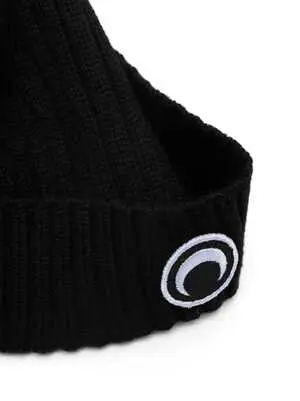 MARINE SERRE Crescent Moon Ribbed Wool Beanie