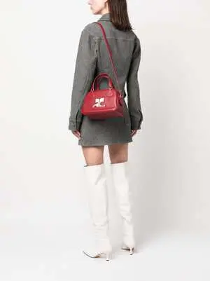 COURREGES Re-edition Leather Tote Bag - Red