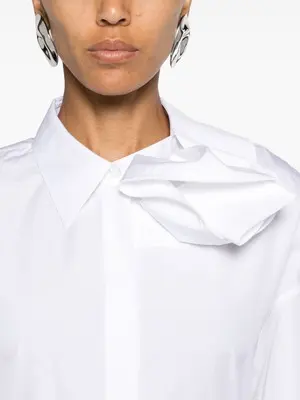 Alexander McQueen Orchid-appliqué Poplin Shirt