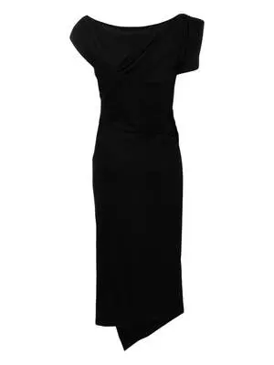 DEL CORE Asymmetric Ruched Midi Dress