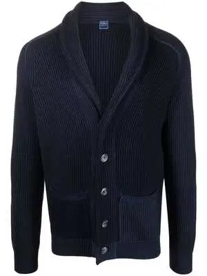 Fedeli Shawl-collar Ribbed Cardigan