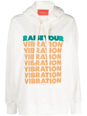 La DoubleJ Slogan-print Cotton Hoodie - White