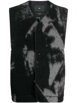 Y3 Graphic-print Wool-blend Gilet - Black