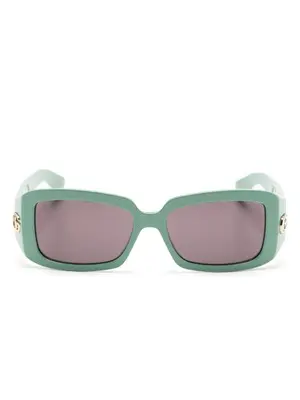 Gucci Double G Rectangle-frame Sunglasses - Green