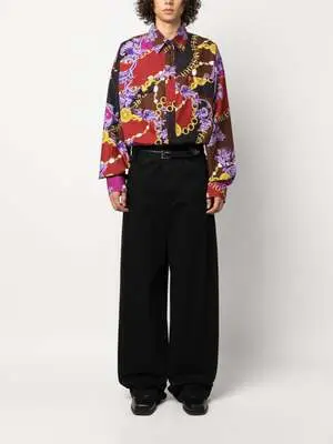 Versace Chain Couture-print Cotton Shirt - Brown