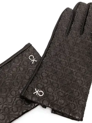 Calvin Klein Re-lock Logo-embossed Leather Gloves