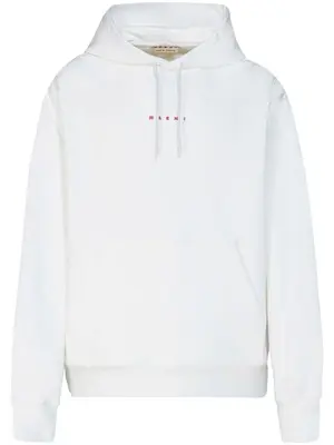 Marni Logo-print Cotton Hoodie - White