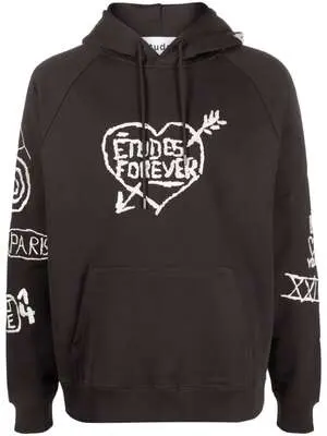 Études Studio Graffiti-embroidery Organic Cotton Hoodie - Brown