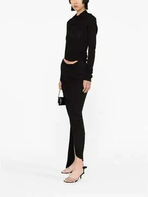 ANDREĀDAMO Asymmetric Draped Midi Dress - Black