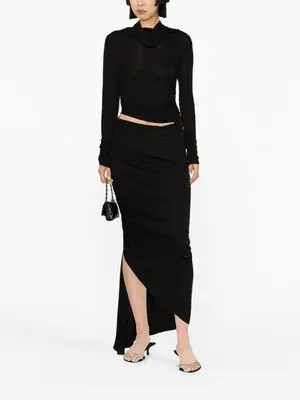 ANDREĀDAMO Asymmetric Draped Midi Dress - Black
