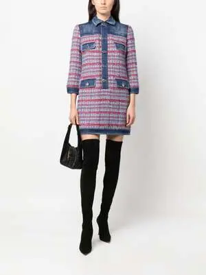 Dsquared2 Panelled Tweed Denim Mini Dress