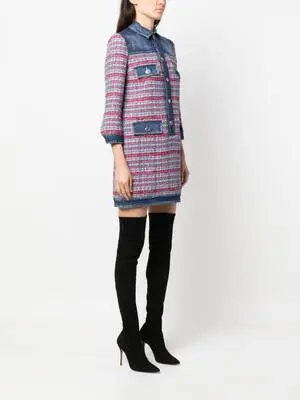 Dsquared2 Panelled Tweed Denim Mini Dress