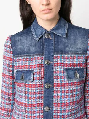 Dsquared2 Panelled Tweed Denim Mini Dress