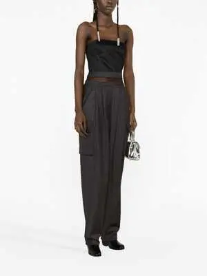 ANDREĀDAMO Pleated Cut-out Cargo Trousers - Grey