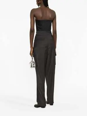 ANDREĀDAMO Pleated Cut-out Cargo Trousers - Grey