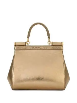 Dolce & Gabbana Sicily Metallic Leather Tote Bag - Gold