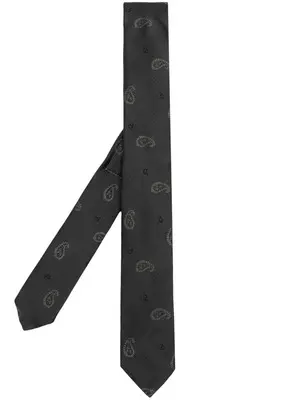Thom Browne Paisley-jacquard Silk Neck Tie - Grey