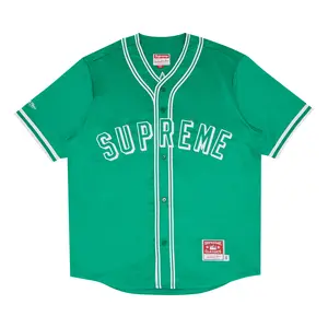 Supreme X Mitchell & Ness Satin Baseball Jersey - Green