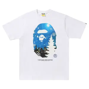 A BATHING APE Christmas Ape Head Glow In The Dark Tee - White
