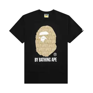 A BATHING APE Logo Monogram Bathing Ape Tee /beige - Black