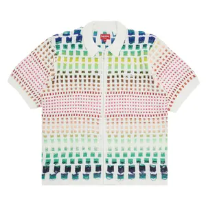 Supreme Gradient Grid Zip Up Polo 'natural - White