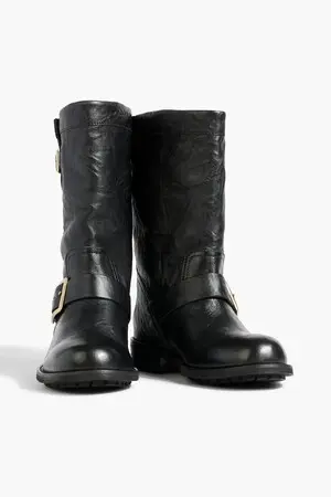 JIMMY CHOO Biker Buckled Leather Boots