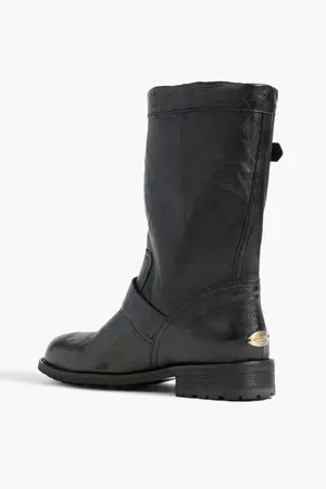 JIMMY CHOO Biker Buckled Leather Boots