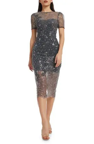 Mesh Overlay Cocktail Dresses