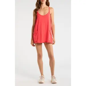Free People FP Movement Hot Shot Racerback Romper Grapefruit