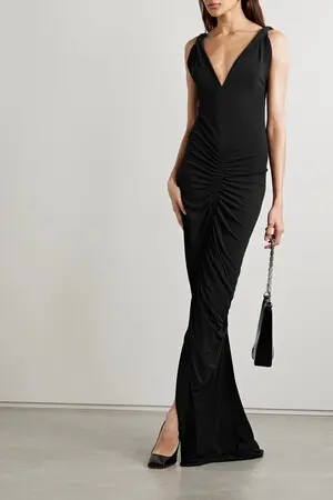 Givenchy Open-back Ruched Crepe Gown