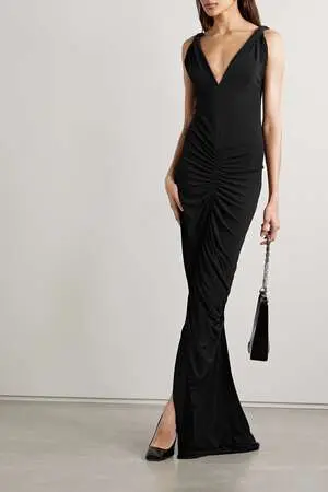 Givenchy Open-back Ruched Crepe Gown